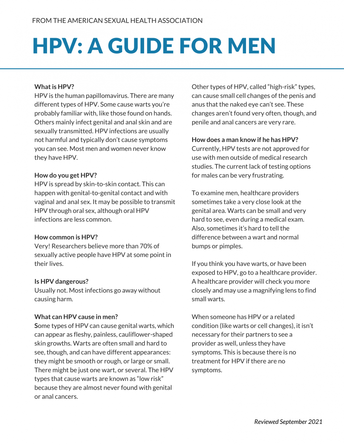 Patient Education Materials – American Sexual Health Association