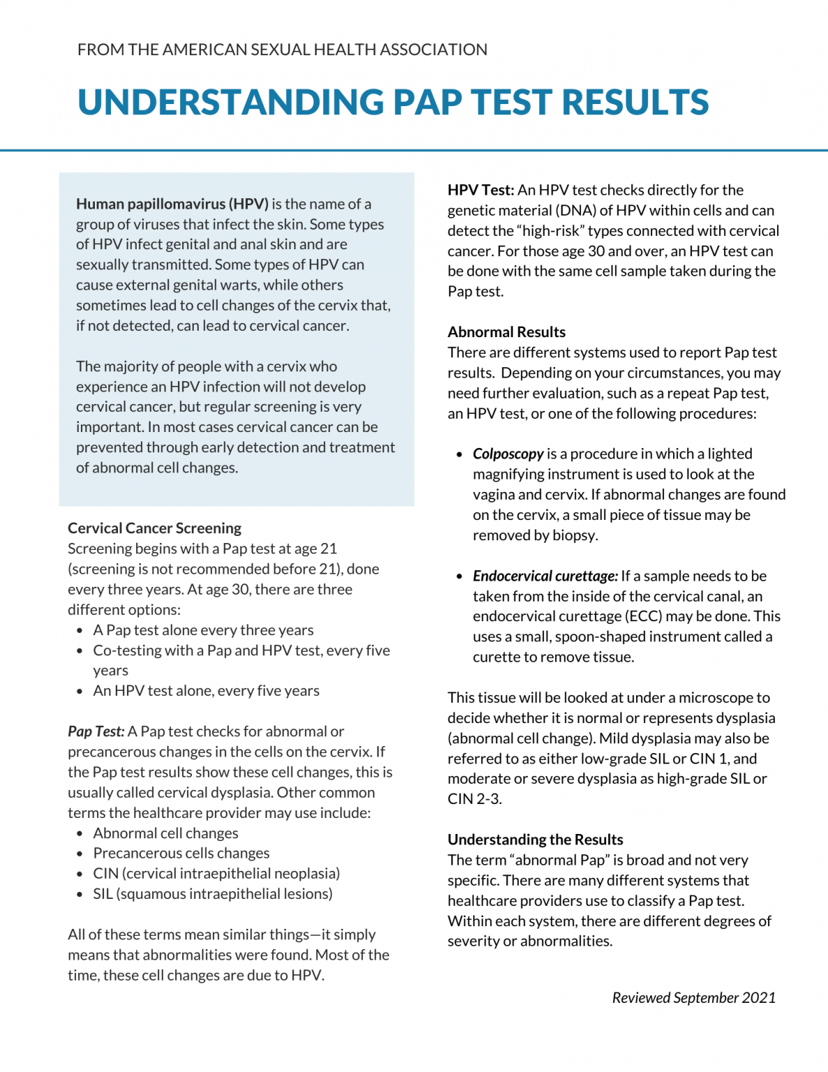 Patient Education Materials – American Sexual Health Association